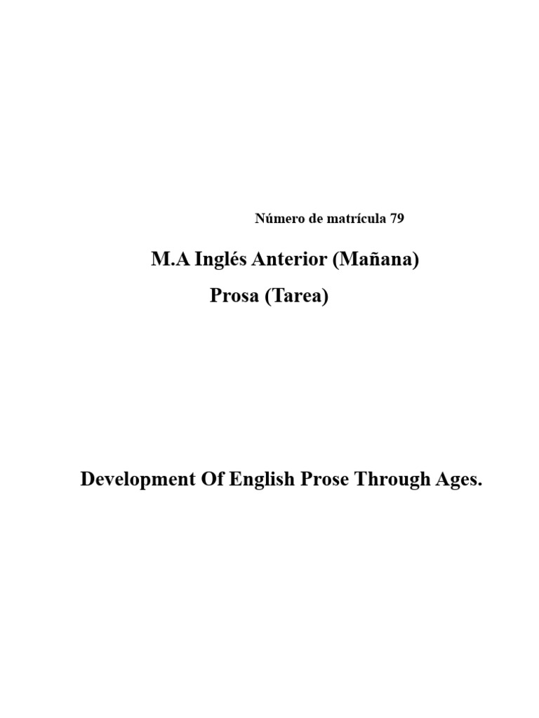 Desarrollo de la prosa inglesa a través de las edades | PDF ...