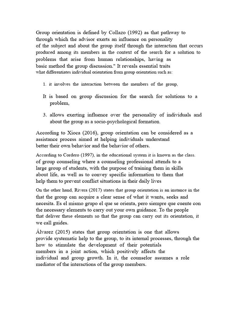Group Orientation According To Authors | PDF