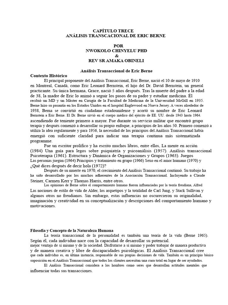Análisis Transaccional de Eric Berne | PDF | Comportamiento | Sicología