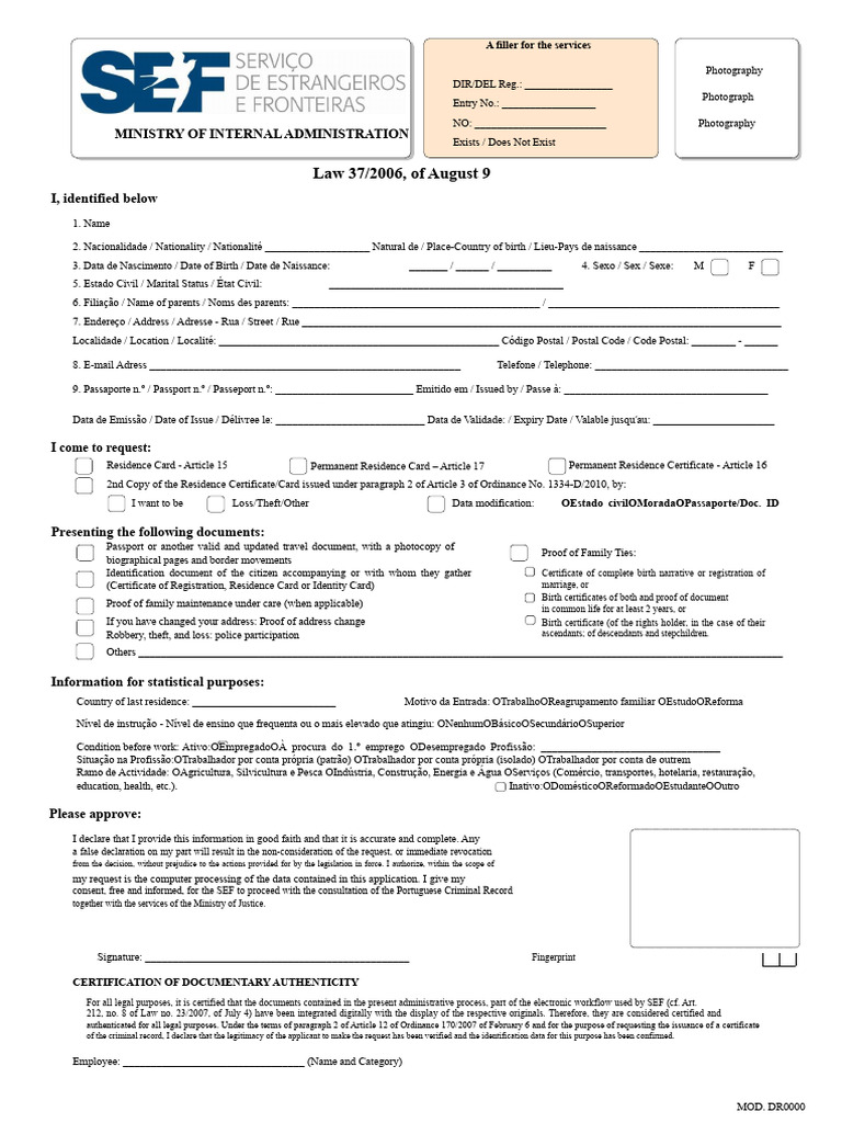 Application - Citizen of The European Union and Their Family Members ...