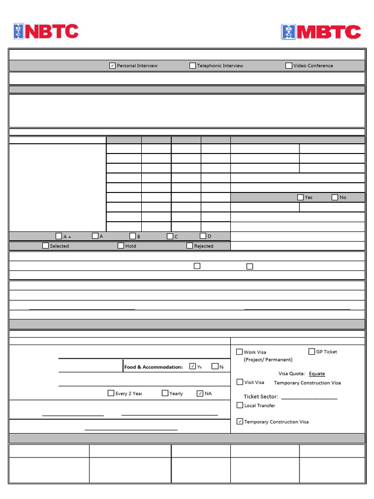 Interview Assessment Sheet Template | PDF