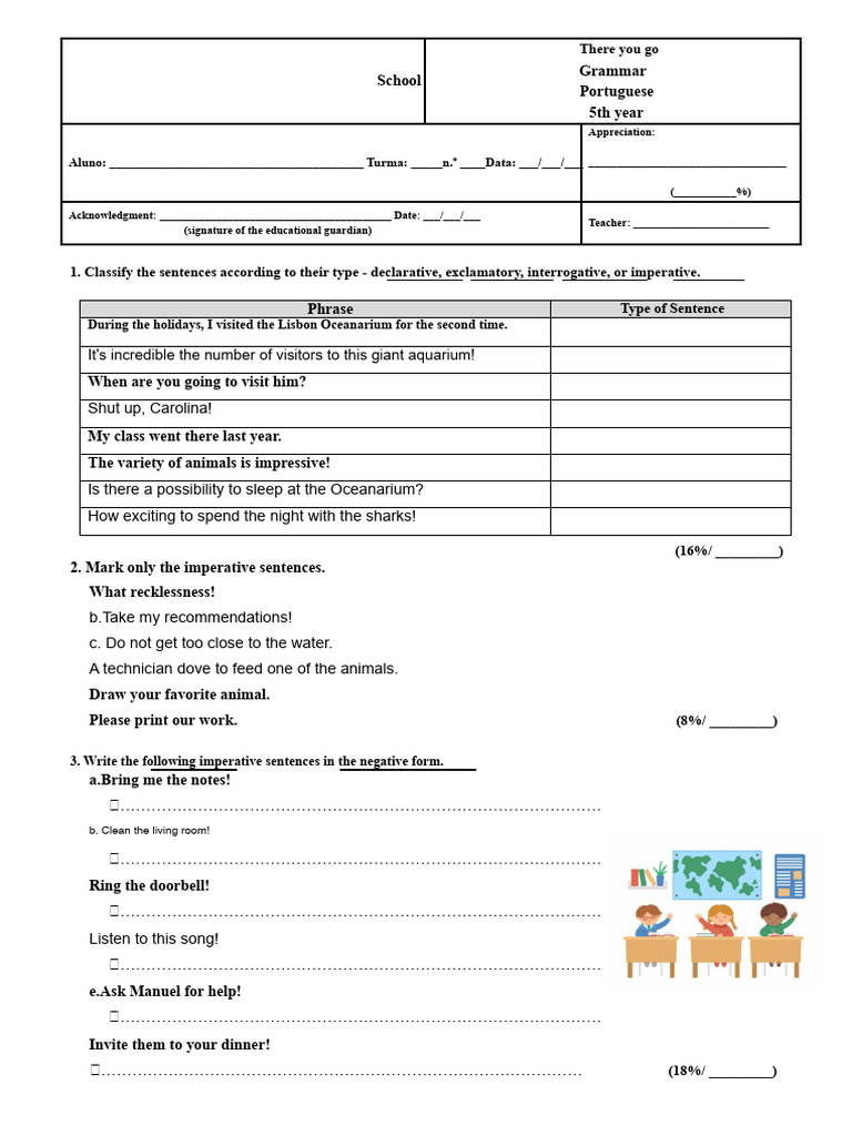 Test Sentence Types and Punctuation | PDF | Syntax | Linguistics