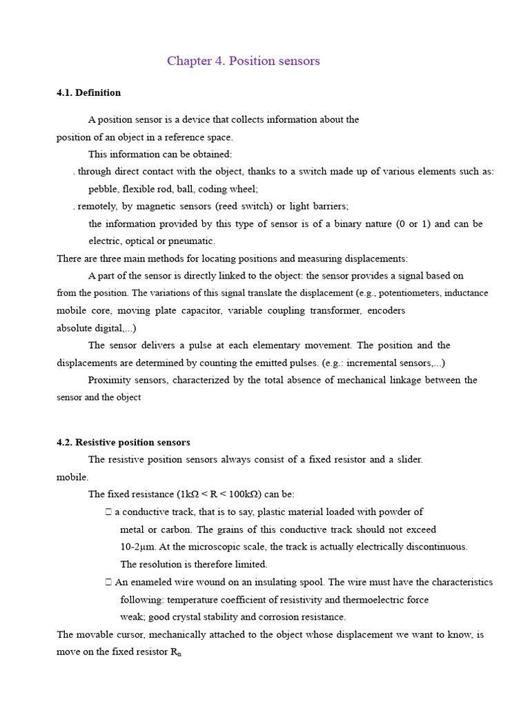 Position Sensors: Types and Applications | PDF | Sensor | Computer ...