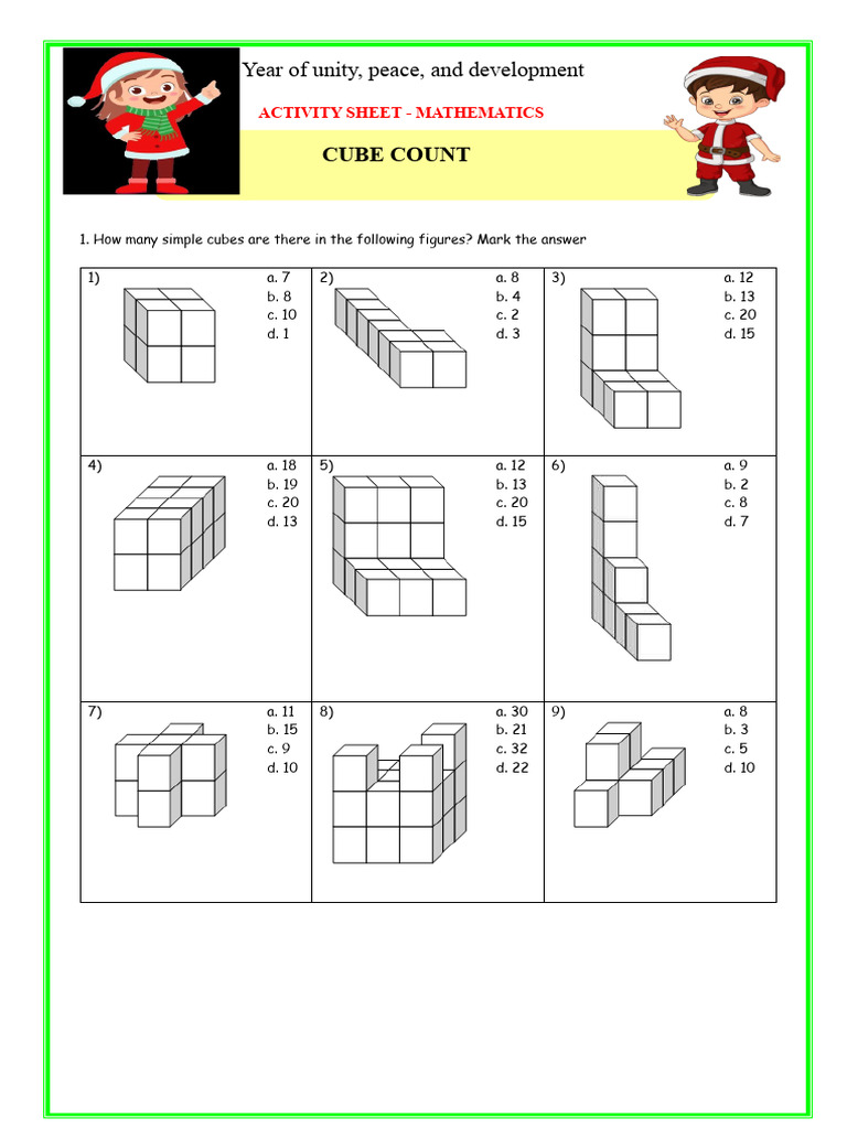 SHEET-MONDAY-MATH-COUNTING CUBES | PDF | Numbers | Mathematics