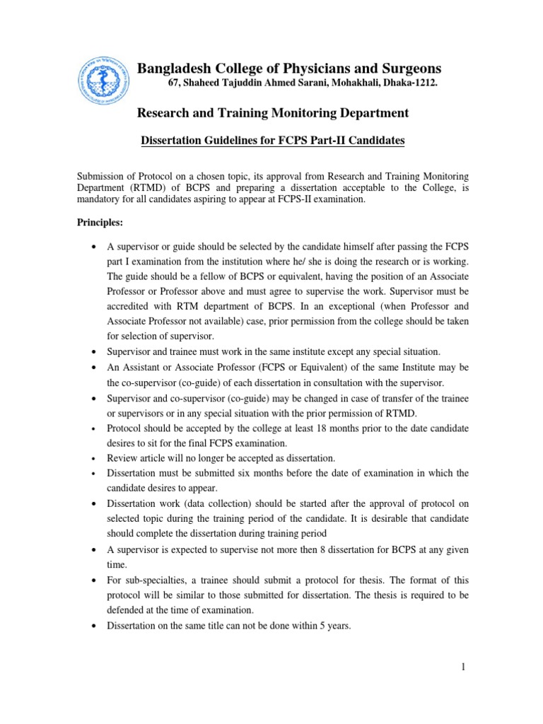 BCPS dissertation guidelines | PDF | Thesis | Statistical Hypothesis ...