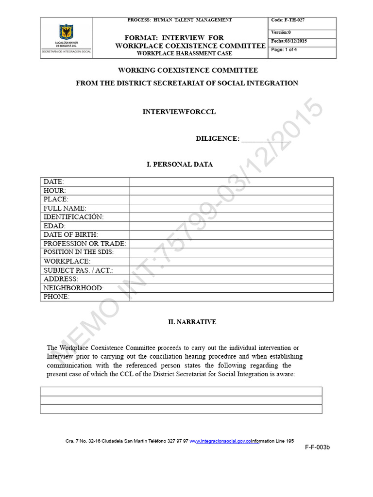 (10122015) Interview Format for Coexistence Committee | PDF