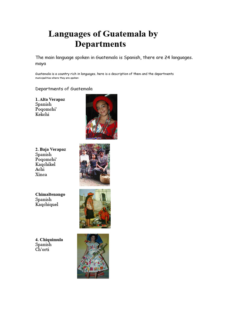 Languages of the Departments of Guatemala With Image (Repaired) | PDF ...