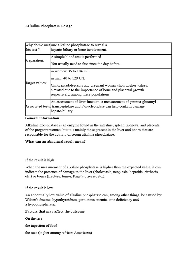 Alkaline Phosphatase Test Overview | PDF | Medical Specialties ...