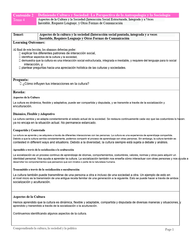Tema 4 Interacción Social Patrón, Integrada y A Veces Inestable | PDF ...