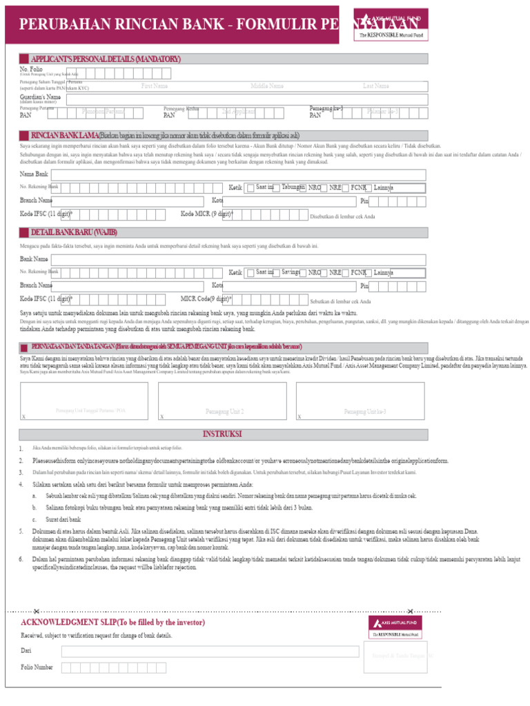 Formulir Perubahan Rincian Bank | PDF