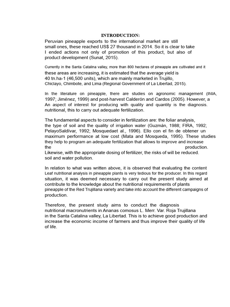 CHEMICAL COMPOSITION AND PROPERTIES OF PINEAPPLE.docx | PDF | Soil ...