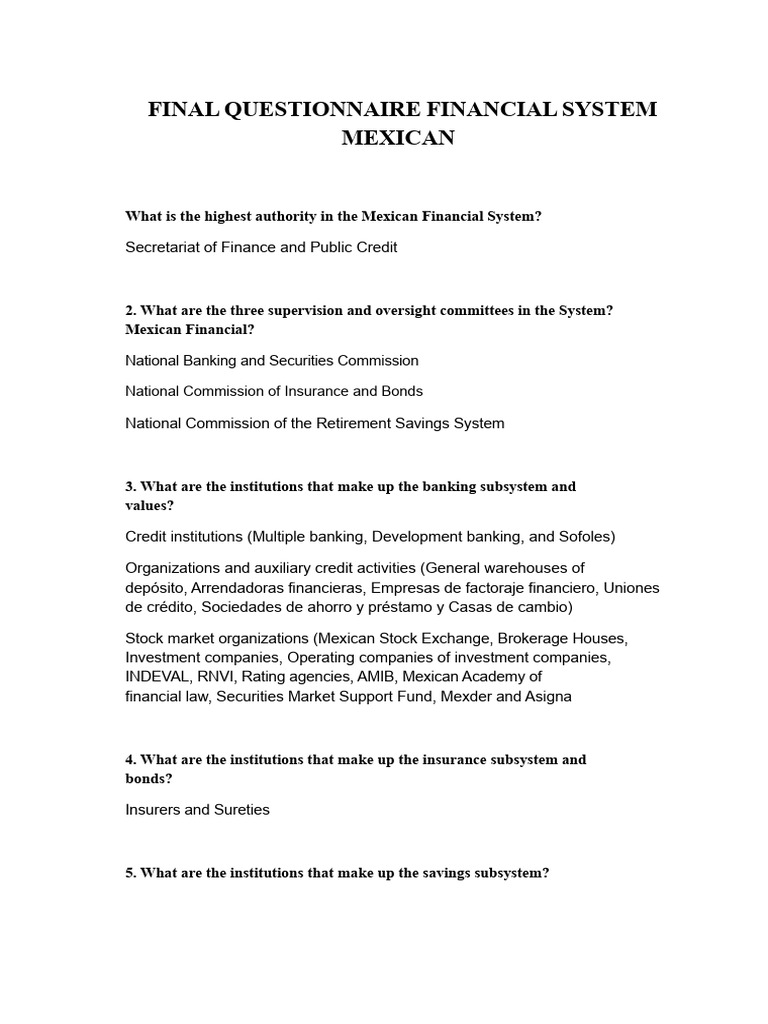 Overview of the Mexican Financial System | PDF | Insurance | Banks