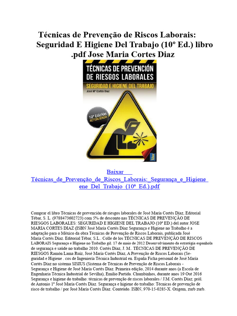 Técnicas de Prevenção de Riscos Laborais | PDF