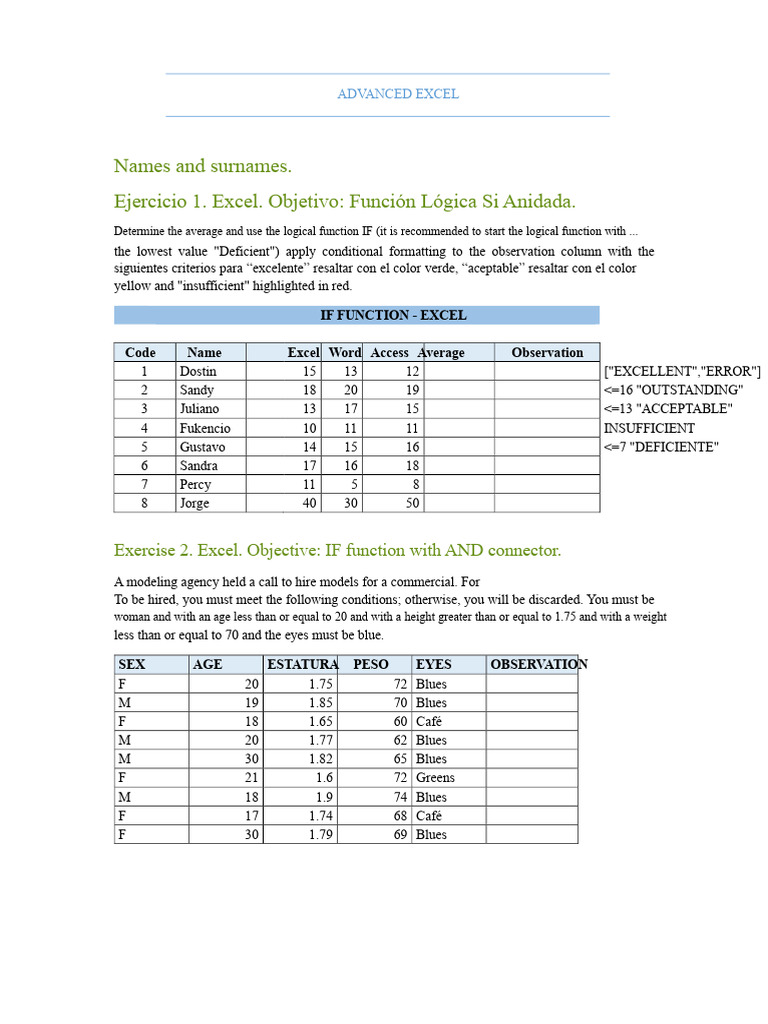 Advanced Excel: IF Functions & Macros | PDF | Microsoft Excel | Computing