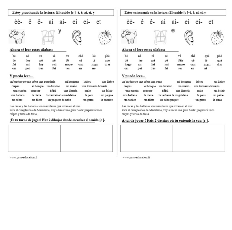 Ficha de Lectura - Son È Ê Ai Ei Et - CP - Estudio de Los Sonidos ...