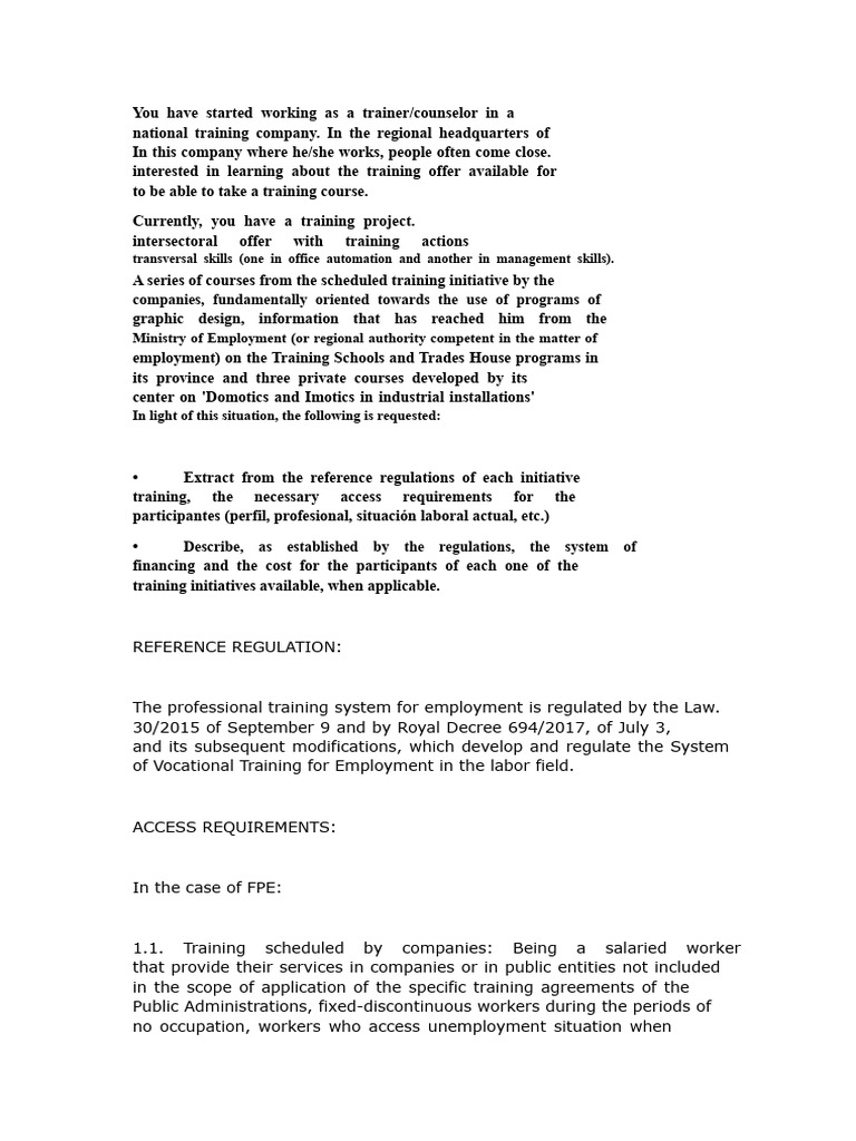MF1442. Practical Case Topic 1 Analyze the regulations of FPE and ...