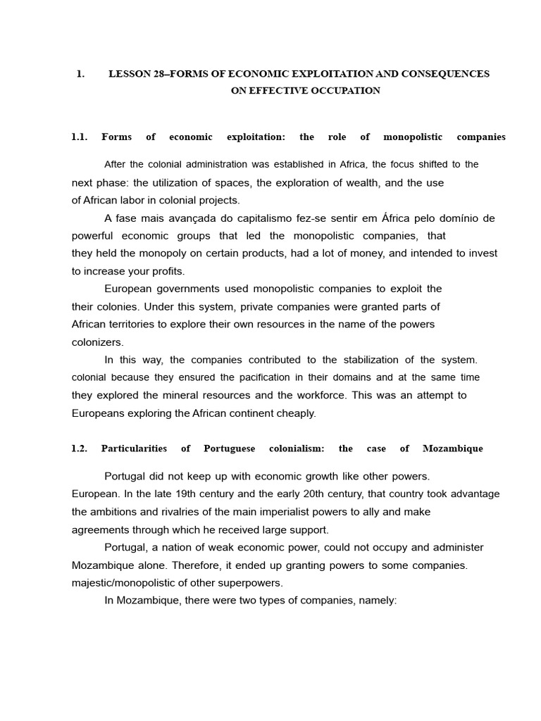 Economic Exploitation in Colonial Mozambique | PDF | Mozambique | Economies