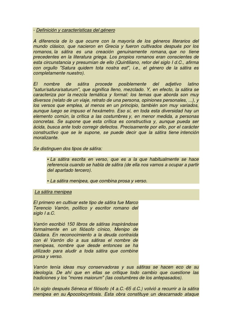 Definición, características y orígenes de la sátira romana | PDF ...
