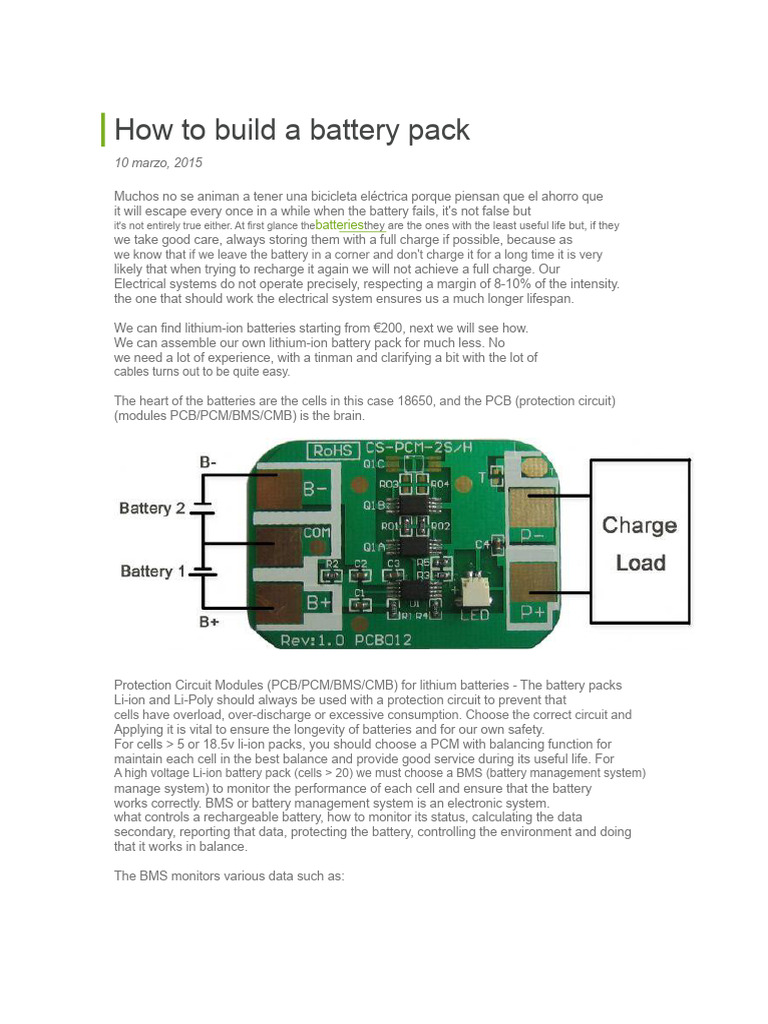 Build Your Own Lithium-Ion Battery Pack | PDF | Lithium Ion Battery ...