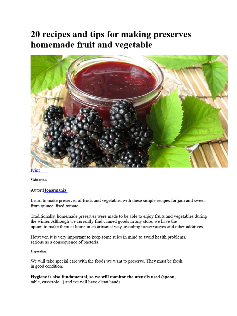 20 Recipes For Preserves and Canning | PDF | Fruit Preserves | Cakes