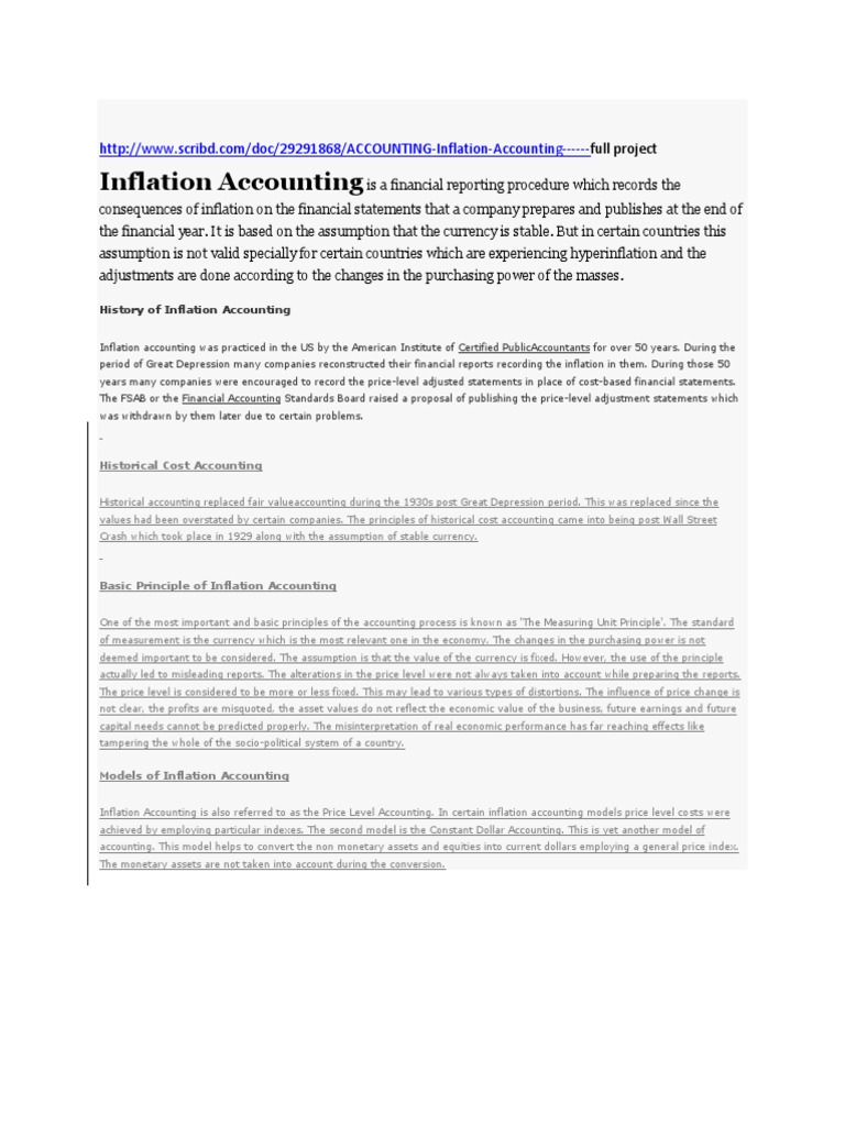 Understanding Inflation Accounting | PDF | Inflation Accounting ...