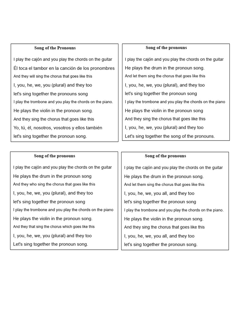 Song of the Pronouns | PDF