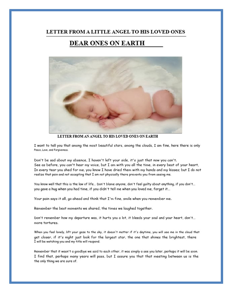 Current Affairs - Letter From A Little Angel To His Loved Ones On Earth ...
