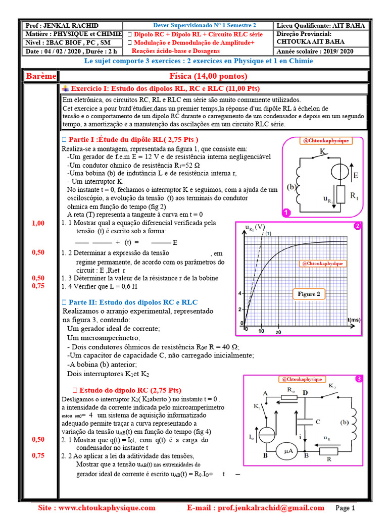 Exame Supervisionado N° 1 semestre 2 , 2BAC BIOF , PC e SM , 2019-2020 ...