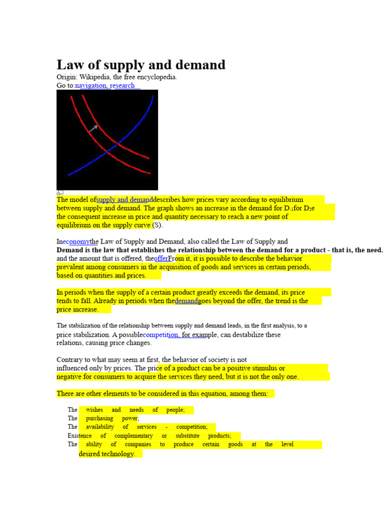 Wiki Law of Supply and Demand | PDF | Supply And Demand | Supply ...