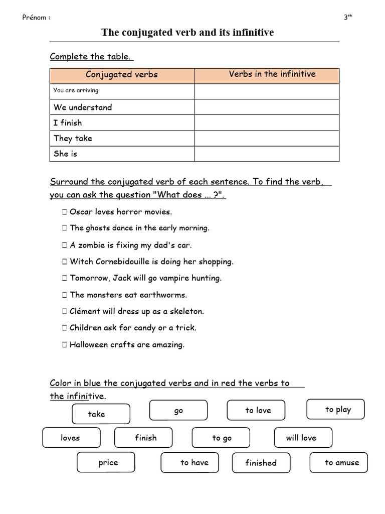 Conjugation - The Conjugated Verb and Its Infinitive P3 | PDF ...