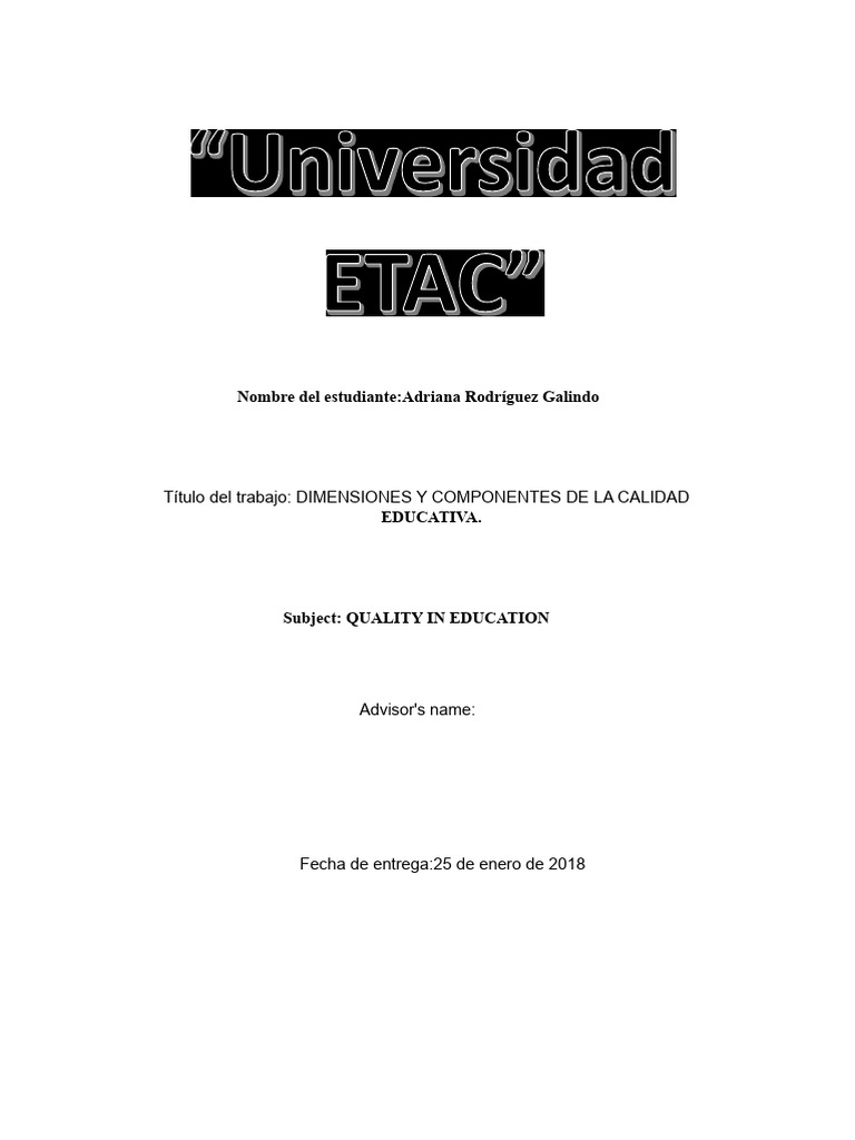 Dimensions and Components of Educational Quality. | PDF | Learning ...