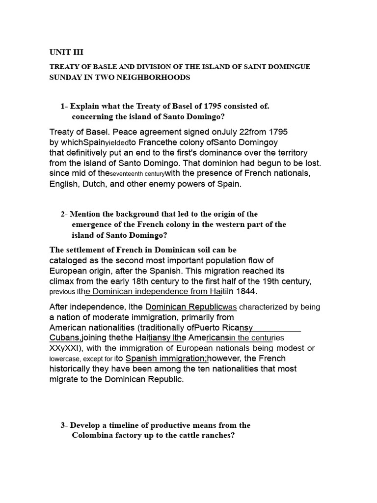 Treaty of Basel and Santo Domingo History | PDF