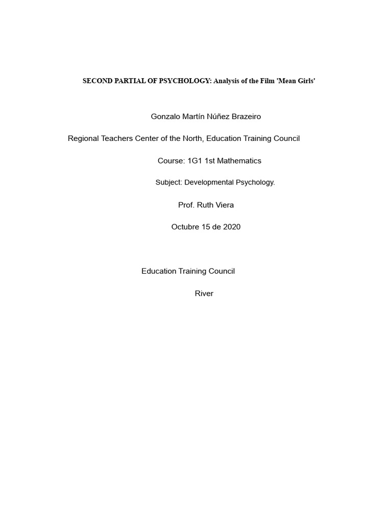 Psychology of Adolescence in Mean Girls | PDF | Adolescence | Oedipus ...