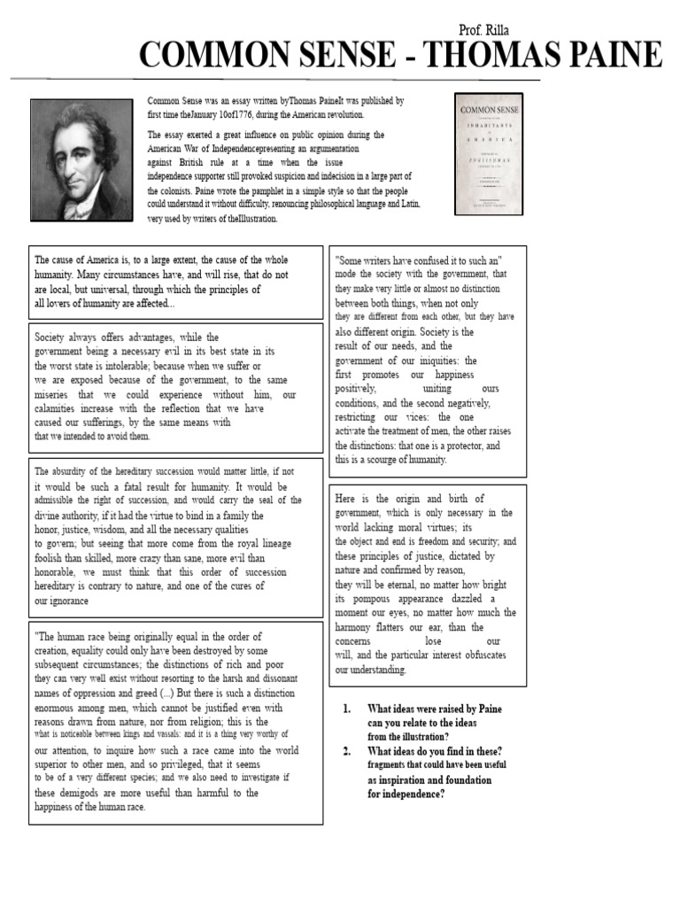 Common Sense - Thomas Paine | PDF | Common Sense