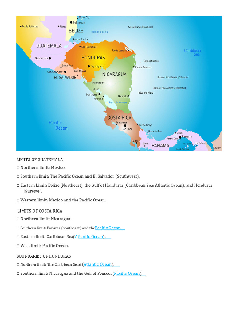 Central American Country Borders Explained | PDF