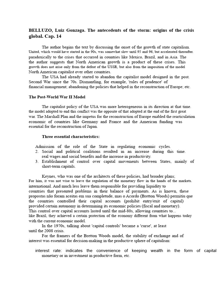 BELLUZO, Luiz Gonzaga. The Antecedents of the Storm: Origins of the ...