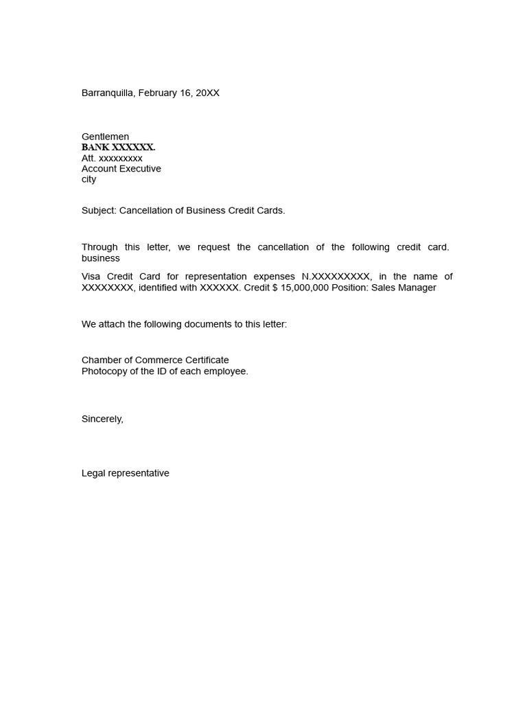 Business Credit Card Request and Cancellation | PDF