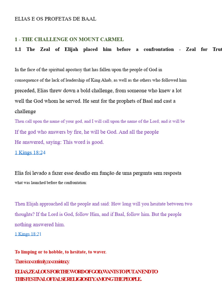 Elijah's Challenge on Mount Carmel | PDF | Elijah | Religious Belief ...