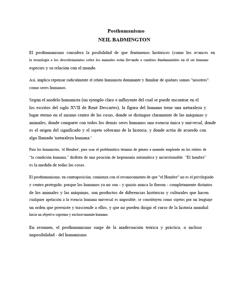 Posthumanismo - Neil Badmington | PDF | Cyborg | Educación en artes ...