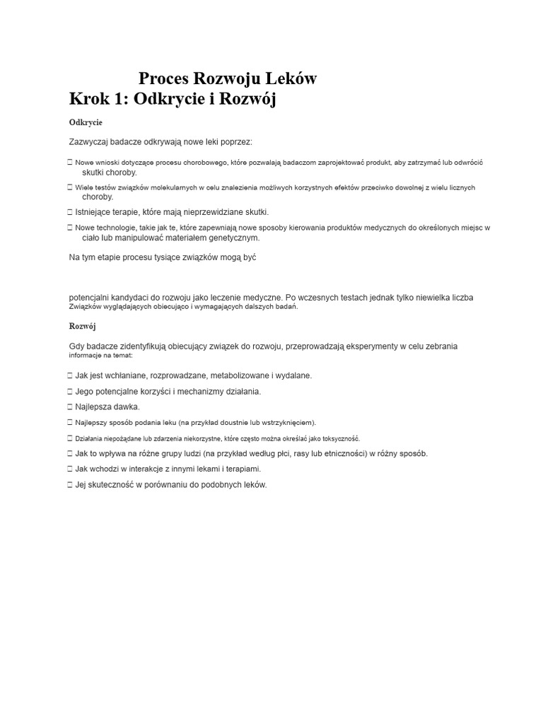 Proces Rozwoju Leku | PDF