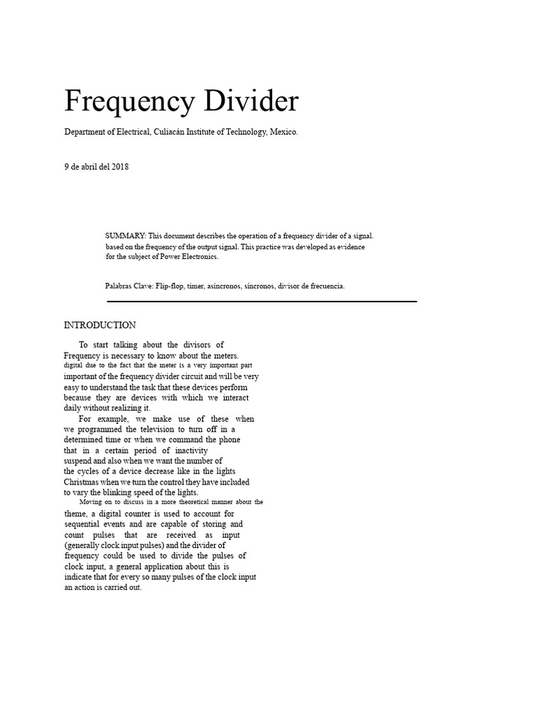 Frequency Divider | PDF | Electronic Design | Electronics