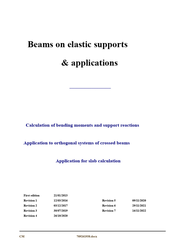 Beam theory on elastic supports_Rev 7 | PDF | Stiffness | Beam (Structure)