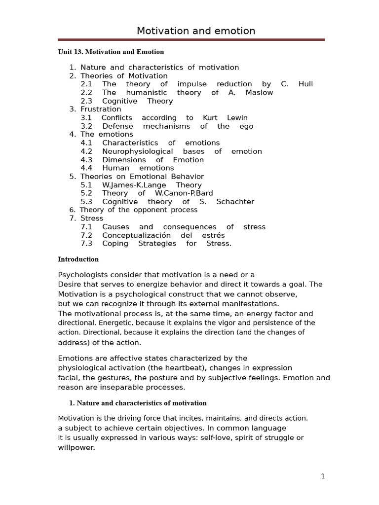 Motivation and Emotion - Reeve | PDF | Emotions | Motivational