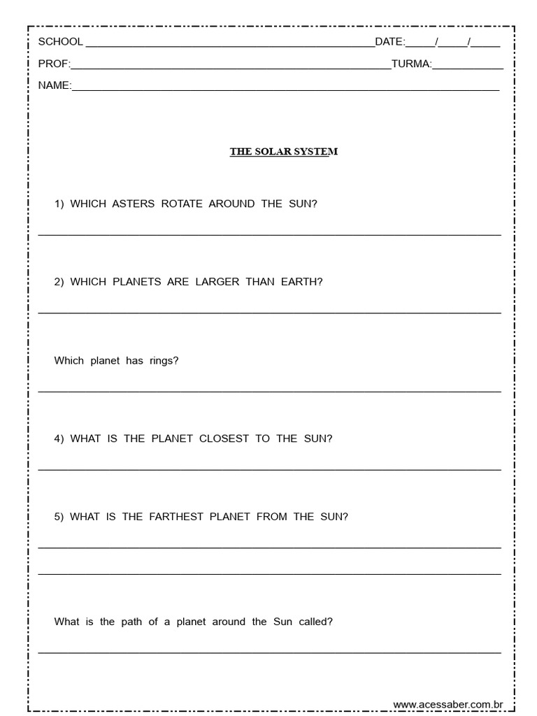 geography-activity-the-solar-system-5th-grade | PDF
