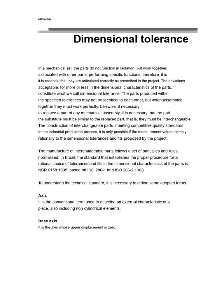 Dimensional Tolerances in Metrology | PDF | Engineering Tolerance ...