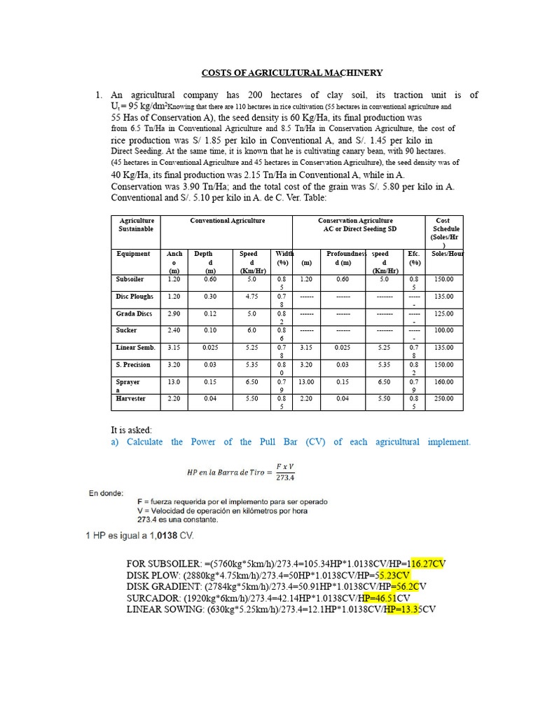 Agricultural Machinery Cost Analysis | PDF | Agriculture | Agricultural ...