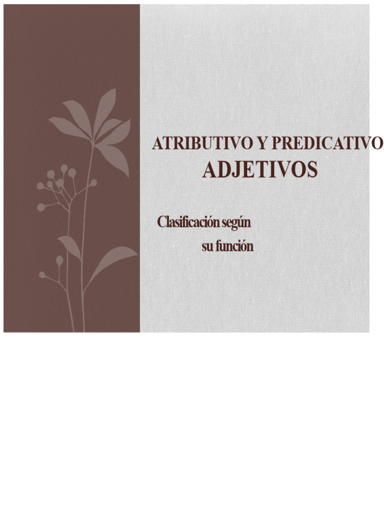 Adjetivos Atributivos y Predicativos | PDF | Adjetivo | Sustantivo
