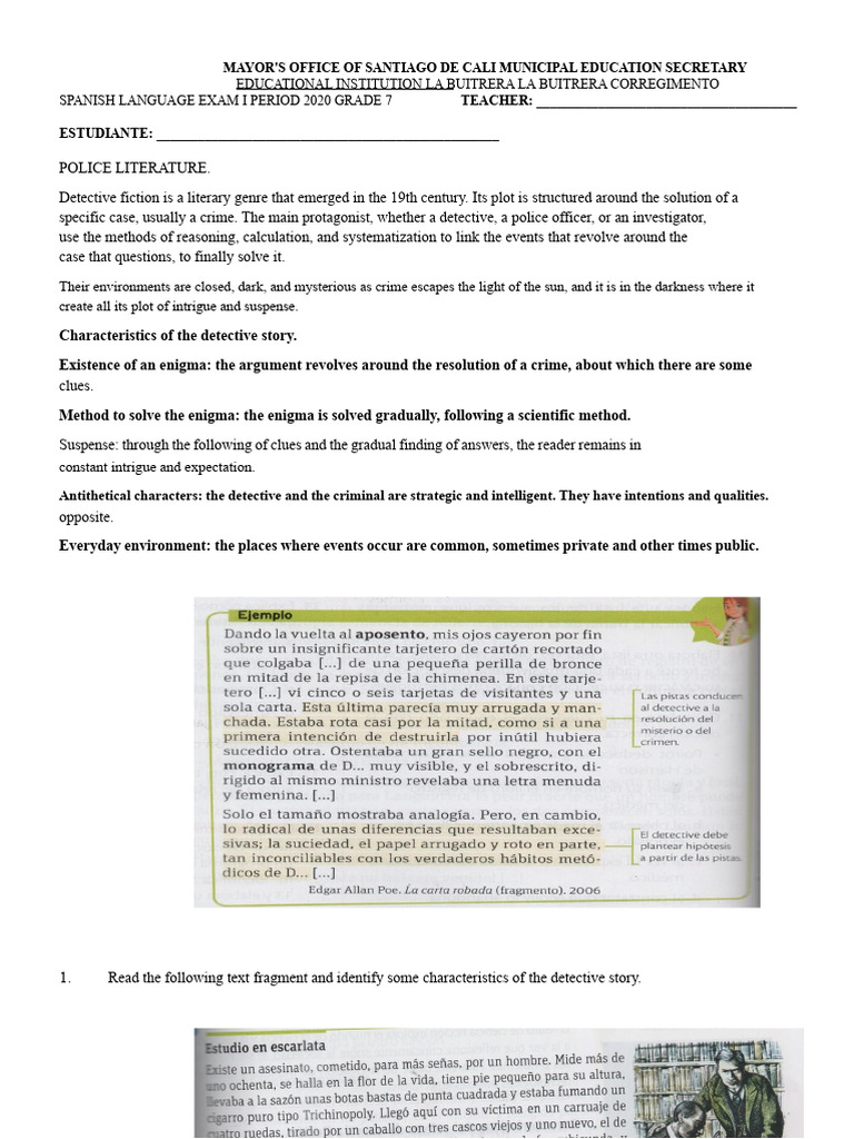 Detective Fiction Characteristics for Grade 7 | PDF | Detective Fiction ...