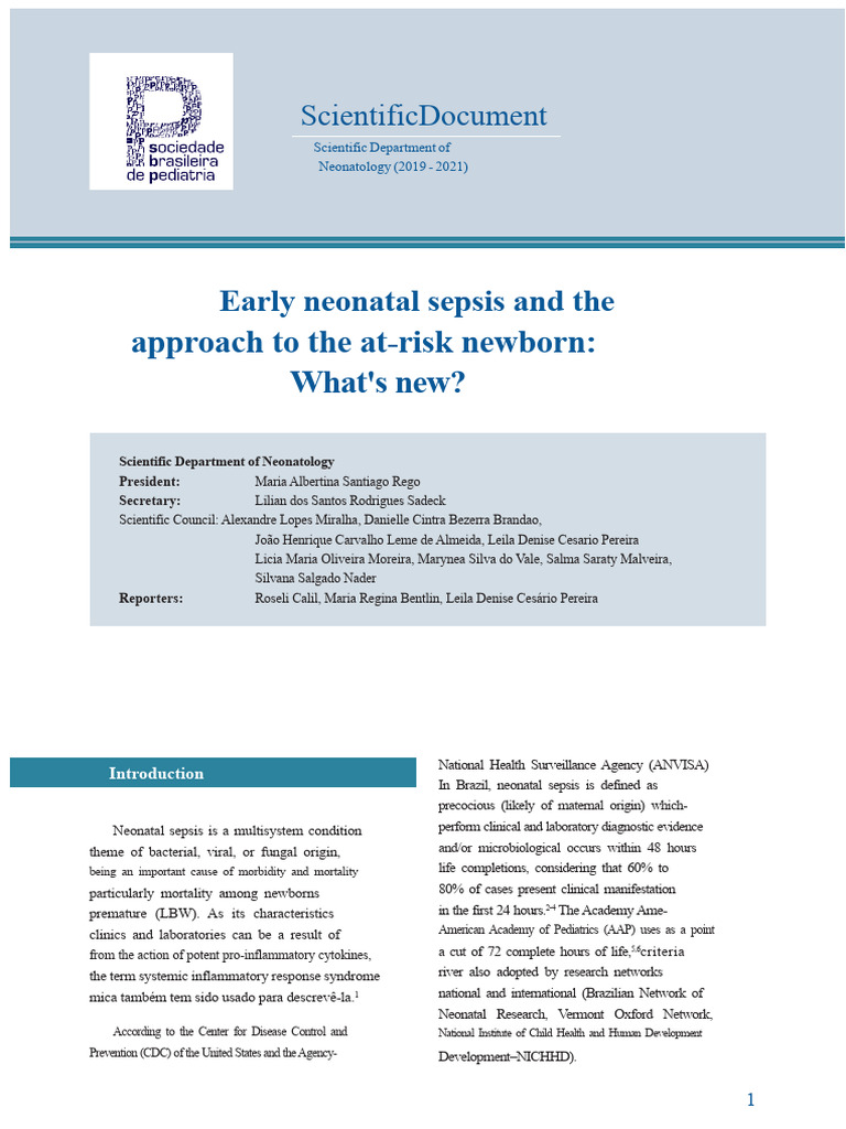 Early Neonatal Sepsis Insights (2019-2021) | PDF | Sepsis | Infection