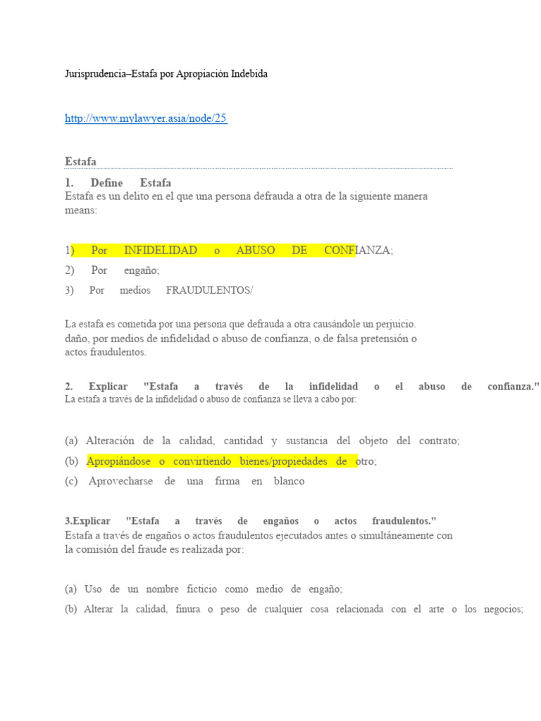 Estafa por Apropiación Indebida: Definición y Elementos | PDF | Fraude ...